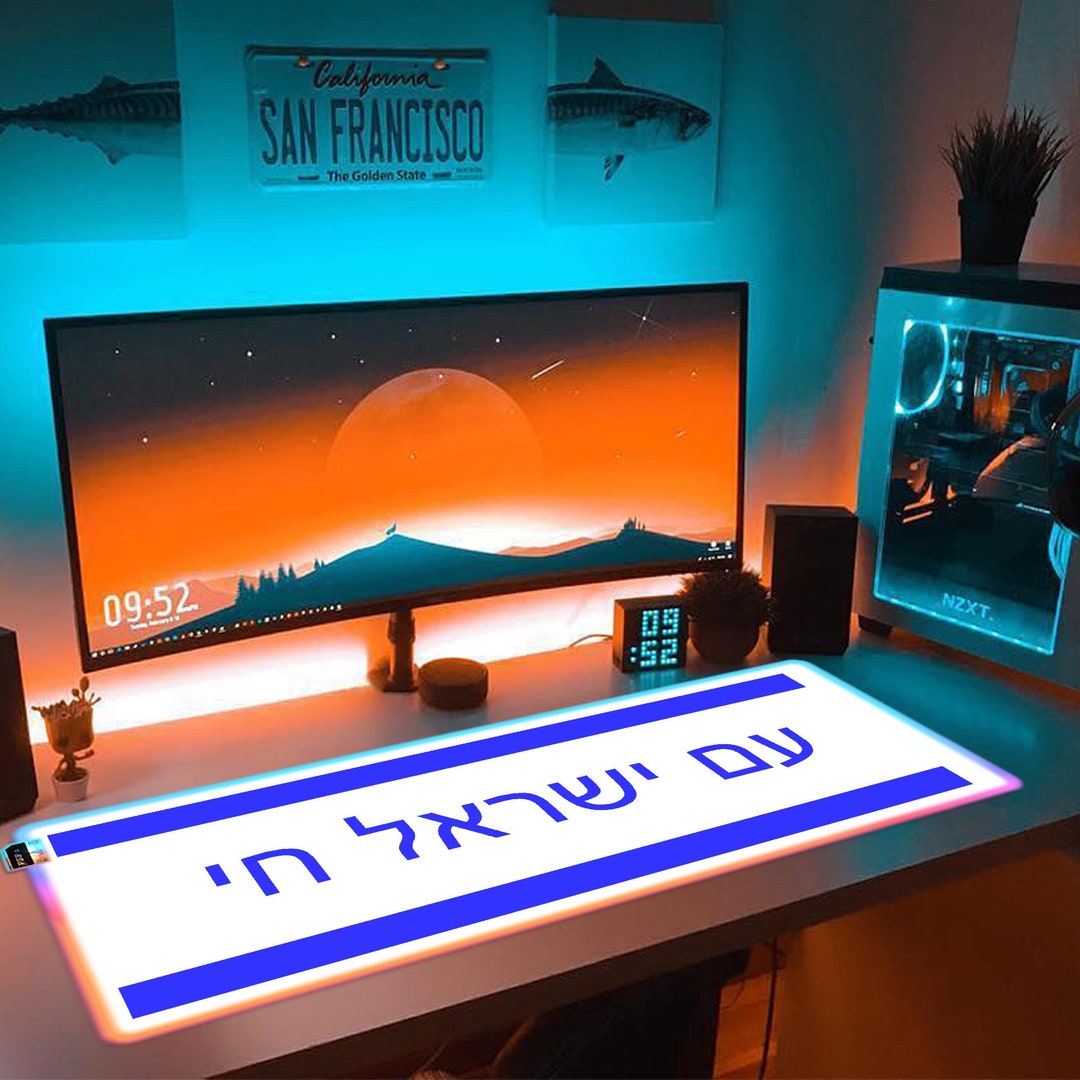 Am Israel Chai LED Gaming Mouse Pad: Hebrew Letters, Soft Polyester - Etsy