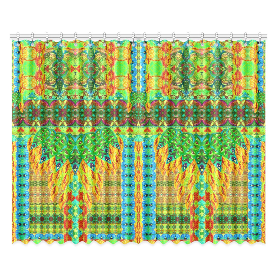 Artistic Assorted curtains bright colors handpainted | Etsy