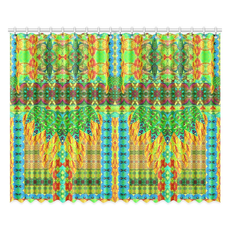 Artistic Assorted curtains bright colors handpainted | Etsy