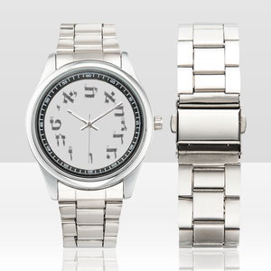 Hebrew Letters Unisex Men Assorted Watches-9 Models:leather Strap-resin ...