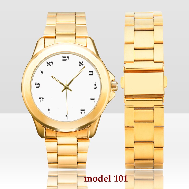 Hebrew Letters Unisex Men Assorted Watches-7 Models:leather Strap-resin ...