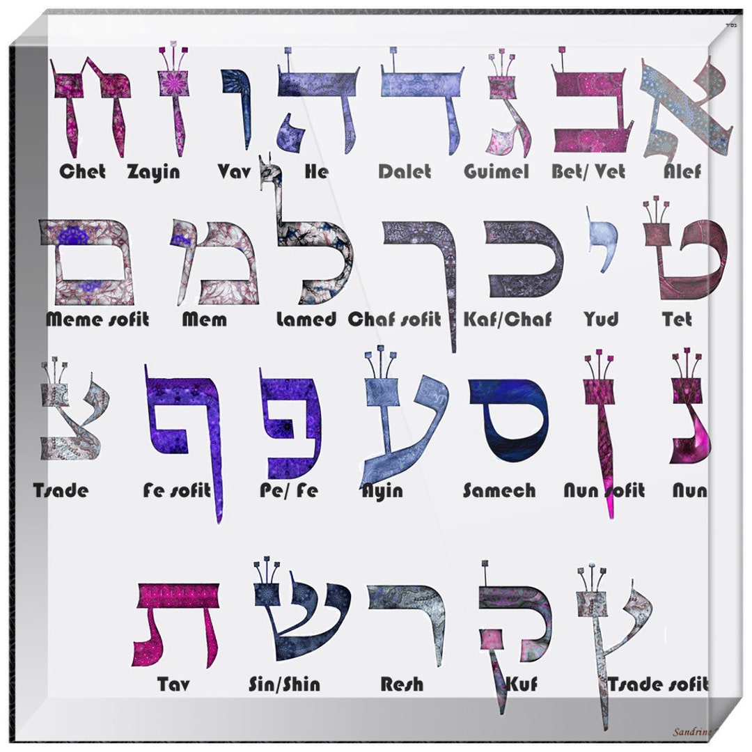 Hebrew Alphabet With Letters Names 3 Sizes Acrylic Blocks - Etsy