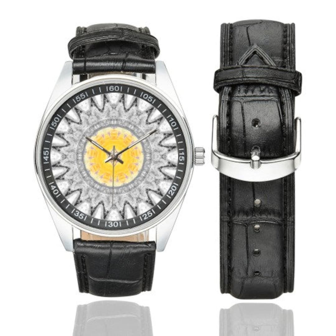Stainless Steel Maguen David Watch With Elegant Leather Strap, Luxury ...