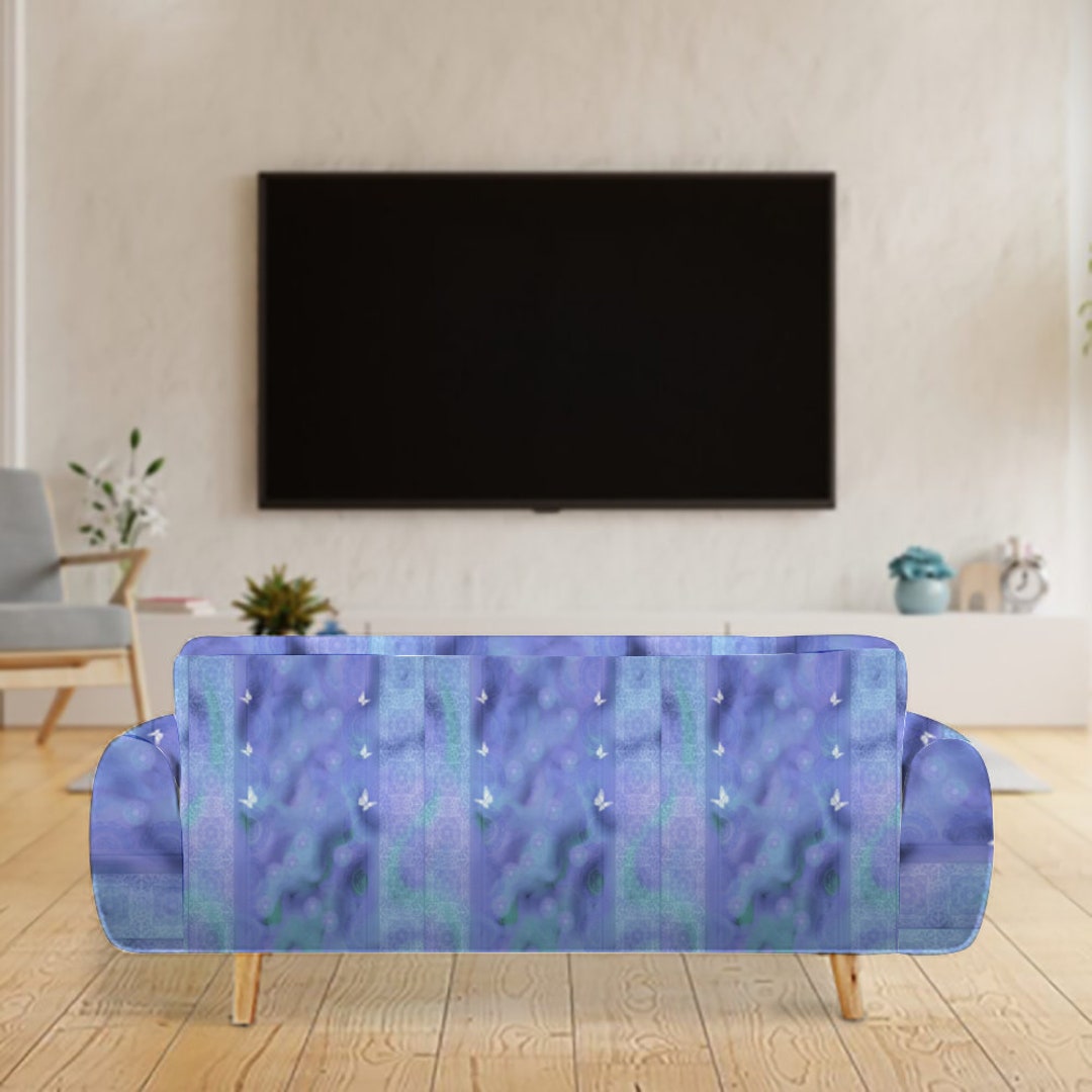 Blue Purple Butterfly Custom Sofa Cover Furniture Protectors Slipcover ...