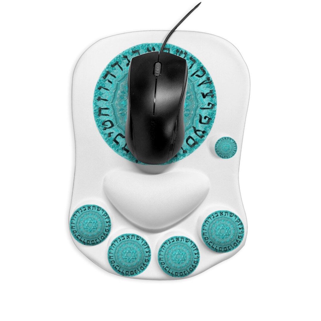 Hebrew Alphabet Mandala Cute Cat Claw Mouse Pad With Wrist Support ...