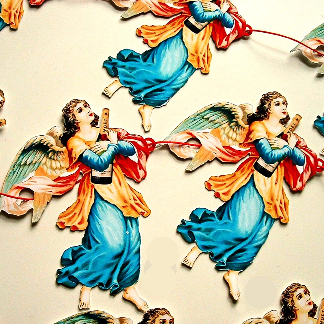 Handmade Angel Christmas Garland: Vintage Champagne Angels, Silver ...