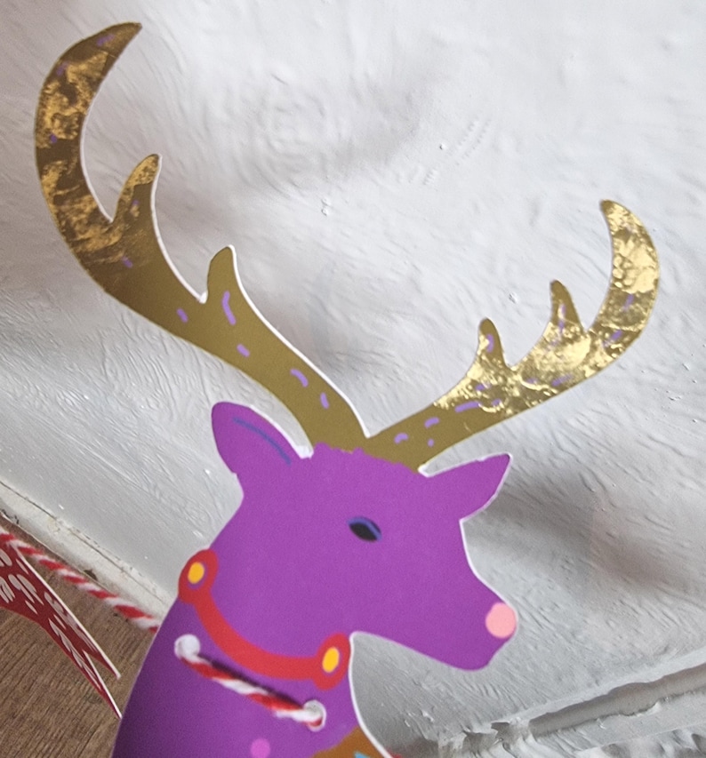 Scandi Christmas Garland: Reindeer and Stars With Gold Dust - Etsy UK