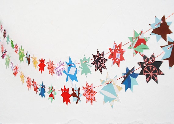 STARS Garland 45 Bright Patterned Cutout Starsprinted on - Etsy