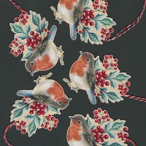5 Handmade 'ROBIN AND HOLLY' Vintage Look Christmas Gift Tags - Etsy