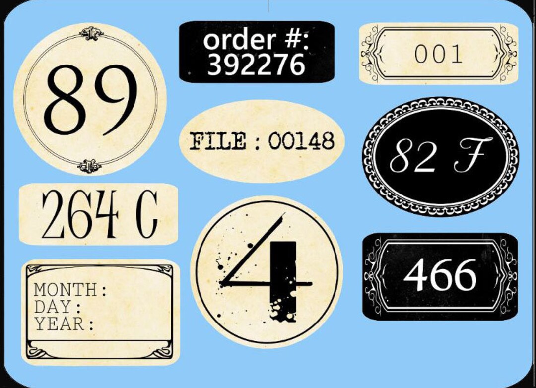Vintage Numbers Stickers - Etsy
