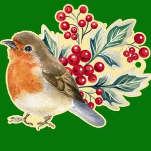 5 Handmade 'ROBIN AND HOLLY' Vintage Look Christmas Gift Tags - Etsy