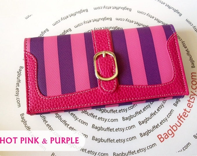 Bi Fold Wallet Pink Wallet Stripe Wallet Girl Wallet Woman - Etsy