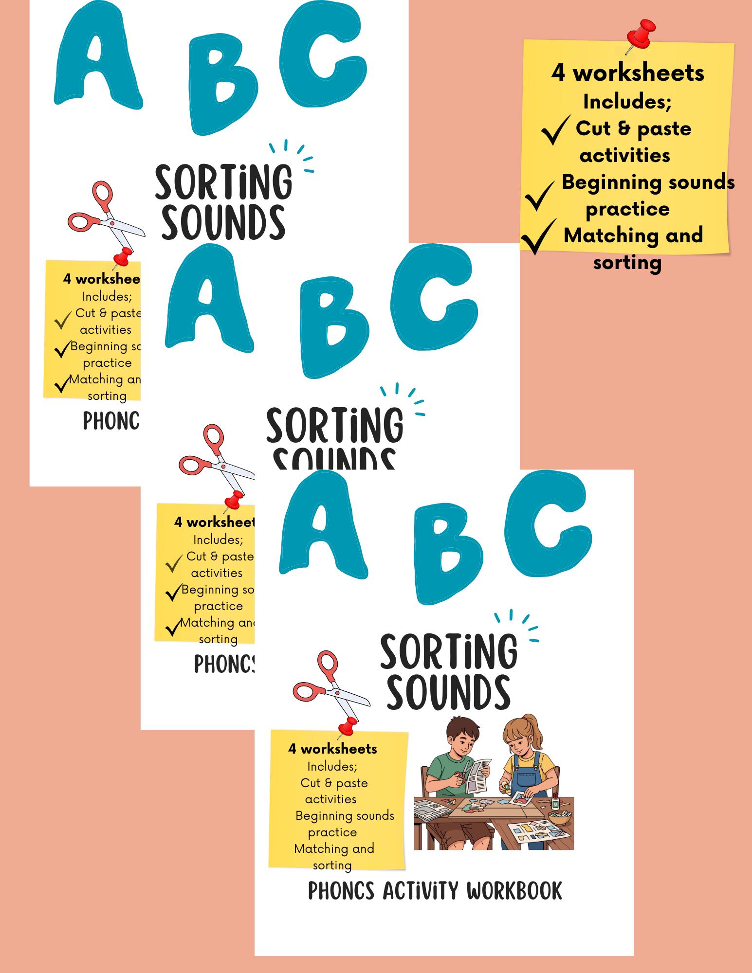 Beginning Sounds Sorting Worksheets | Phonics Cut and Paste Activities ...