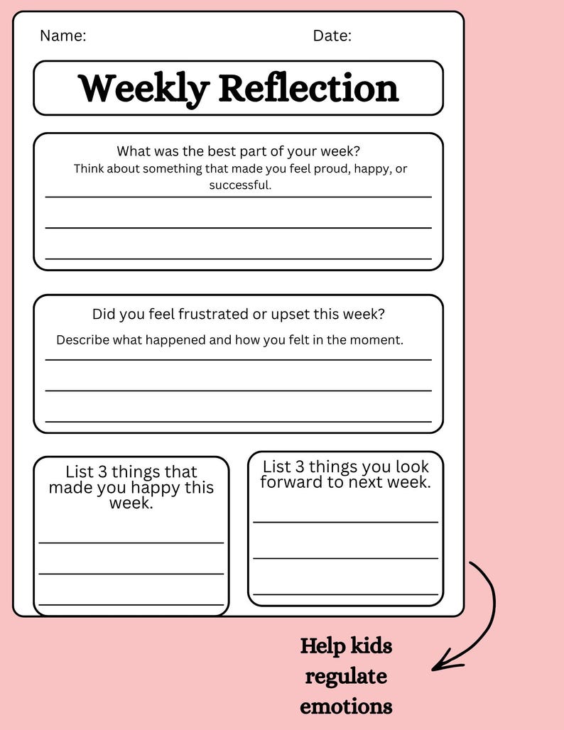 Kids Emotional Reflection Worksheets | Feelings Self Awareness ...