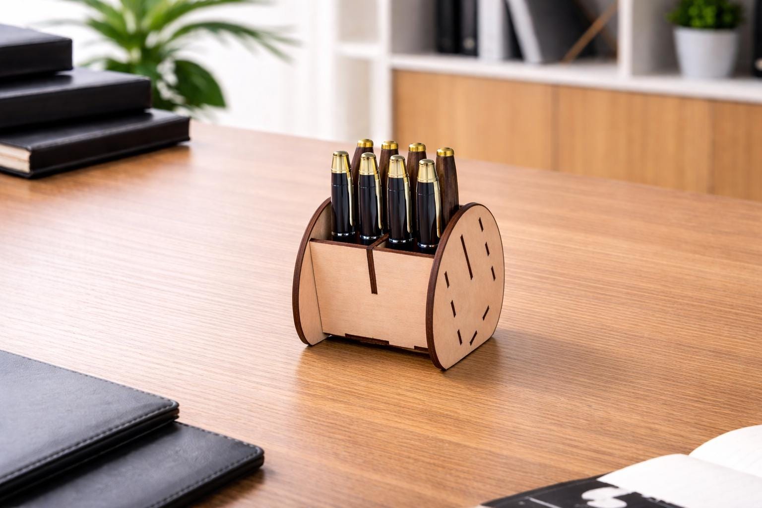 Pen Holder 3mm SVG | Laser Cut Desk Organizer | Wooden Pen Stand ...