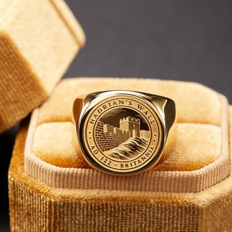 10K Gold Ring – Hadrian Wall Symbol - Etsy UK