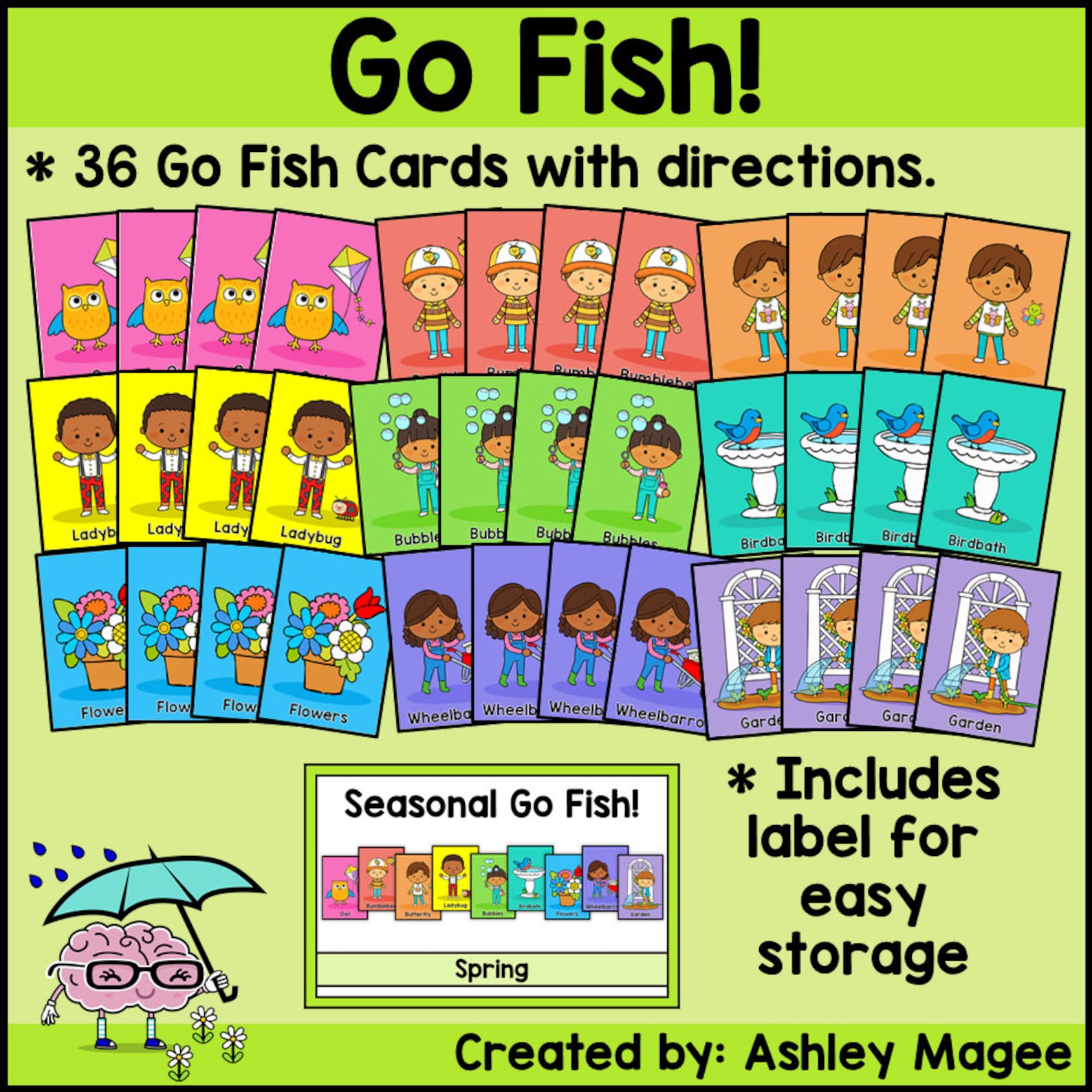 Spring Go Fish Printable PDF Card Game Seasonal Fun Activity - Etsy