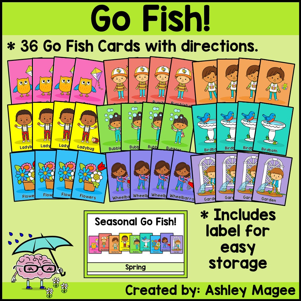 Spring Go Fish Printable PDF Card Game Seasonal Fun Activity for Home ...