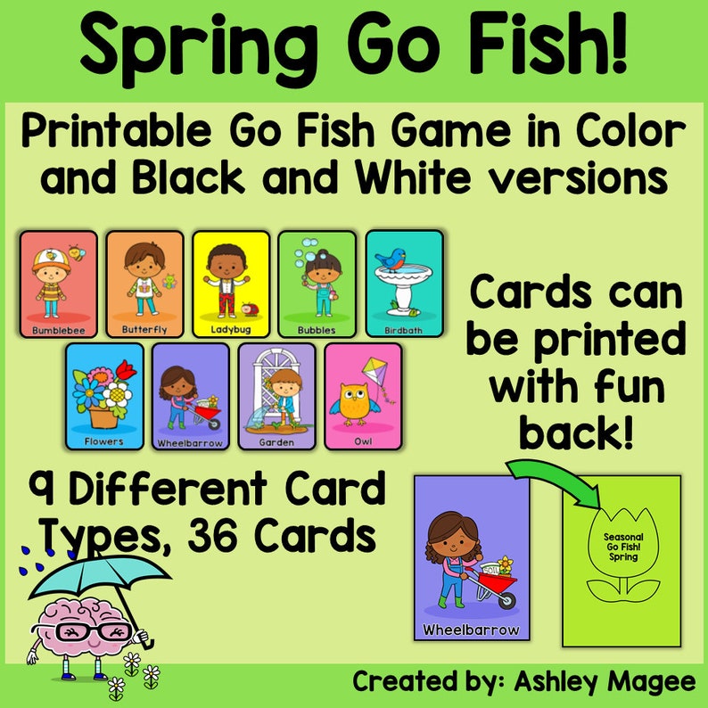 Spring Go Fish Printable PDF Card Game Seasonal Fun Activity for Home ...