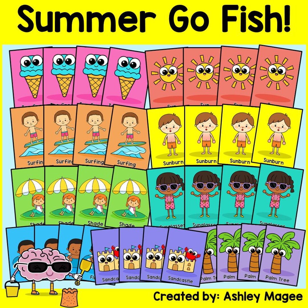 Summer Go Fish Printable PDF Card Game Seasonal Fun Activity for Home ...