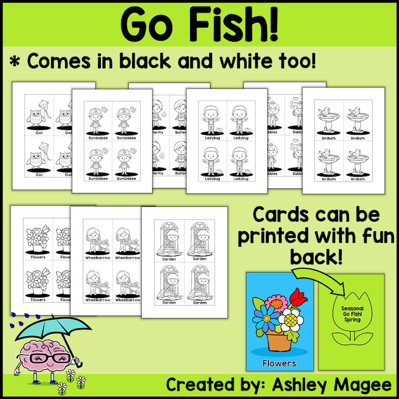 Spring Go Fish Printable PDF Card Game Seasonal Fun Activity for Home ...