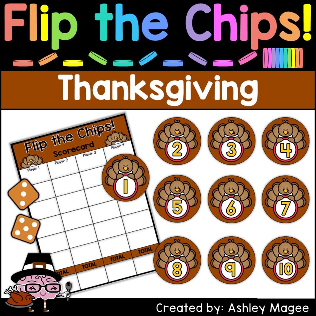 Thanksgiving Flip the Chips Math Game Center Activity Homeschool ...