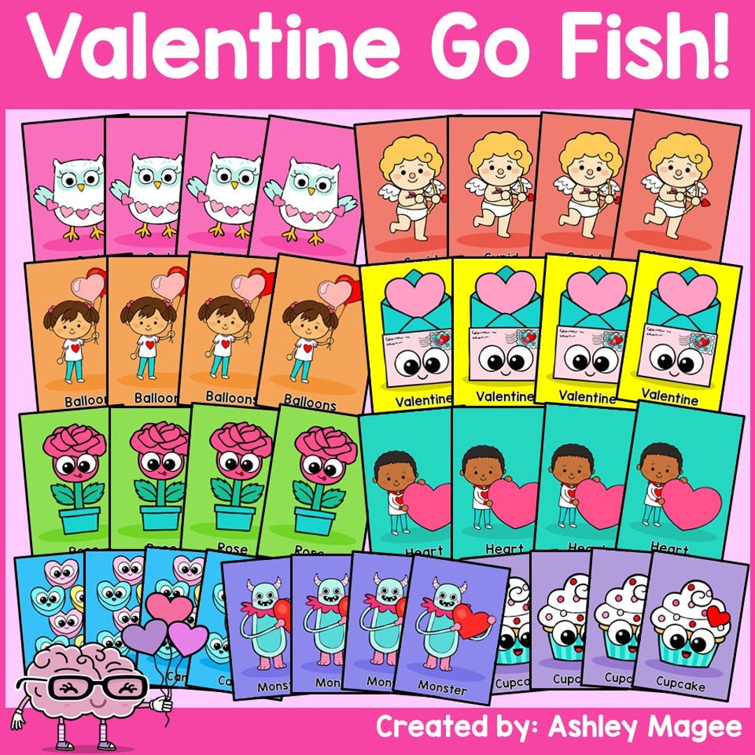 Valentine's Day Go Fish Printable PDF Game Seasonal Fun Activity for ...