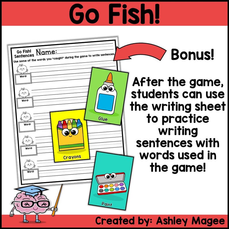 Back to School Go Fish Printable PDF Card Game Seasonal Fun Activity ...