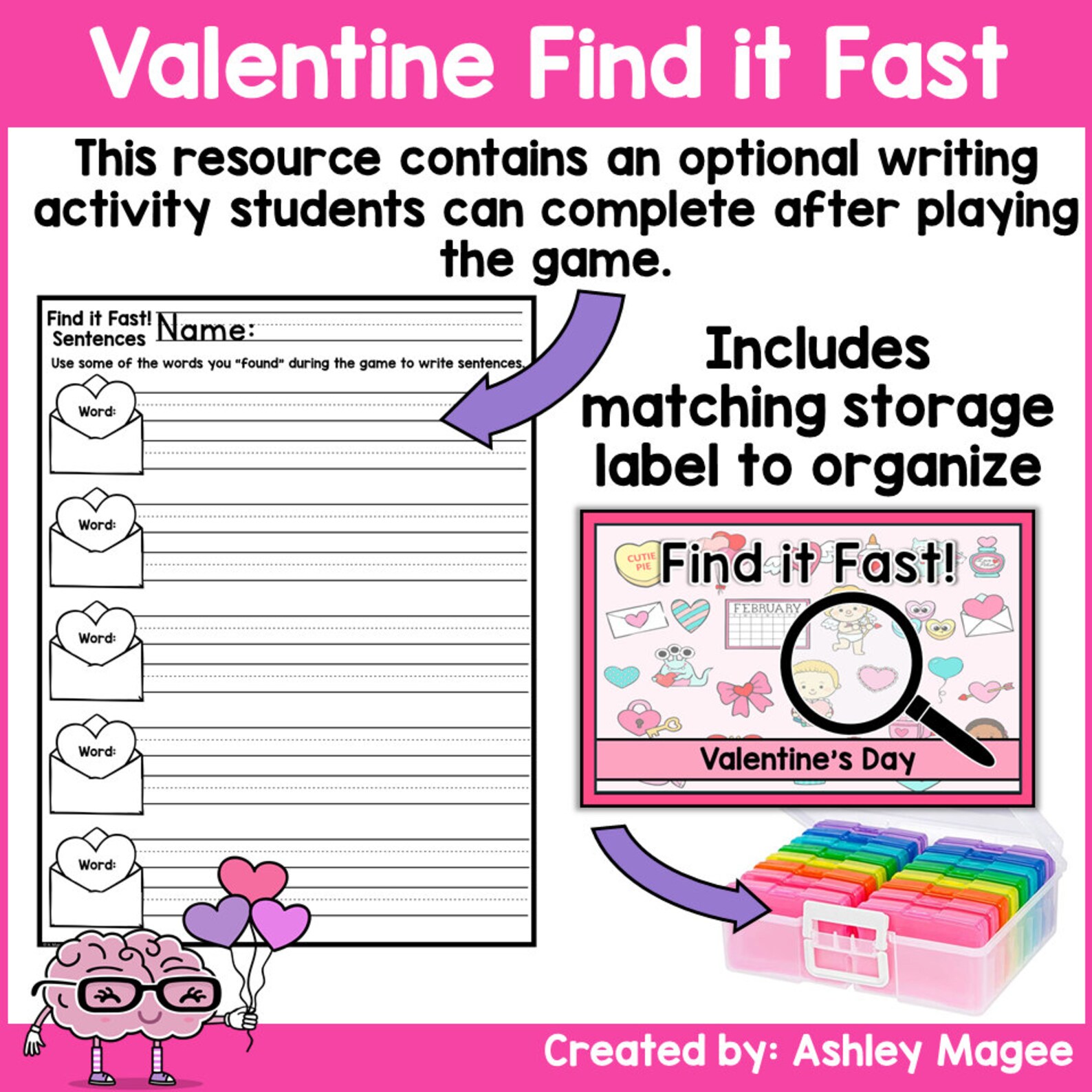 Valentine's Day Find It Fast Card Game Printable Holiday Morning Basket ...