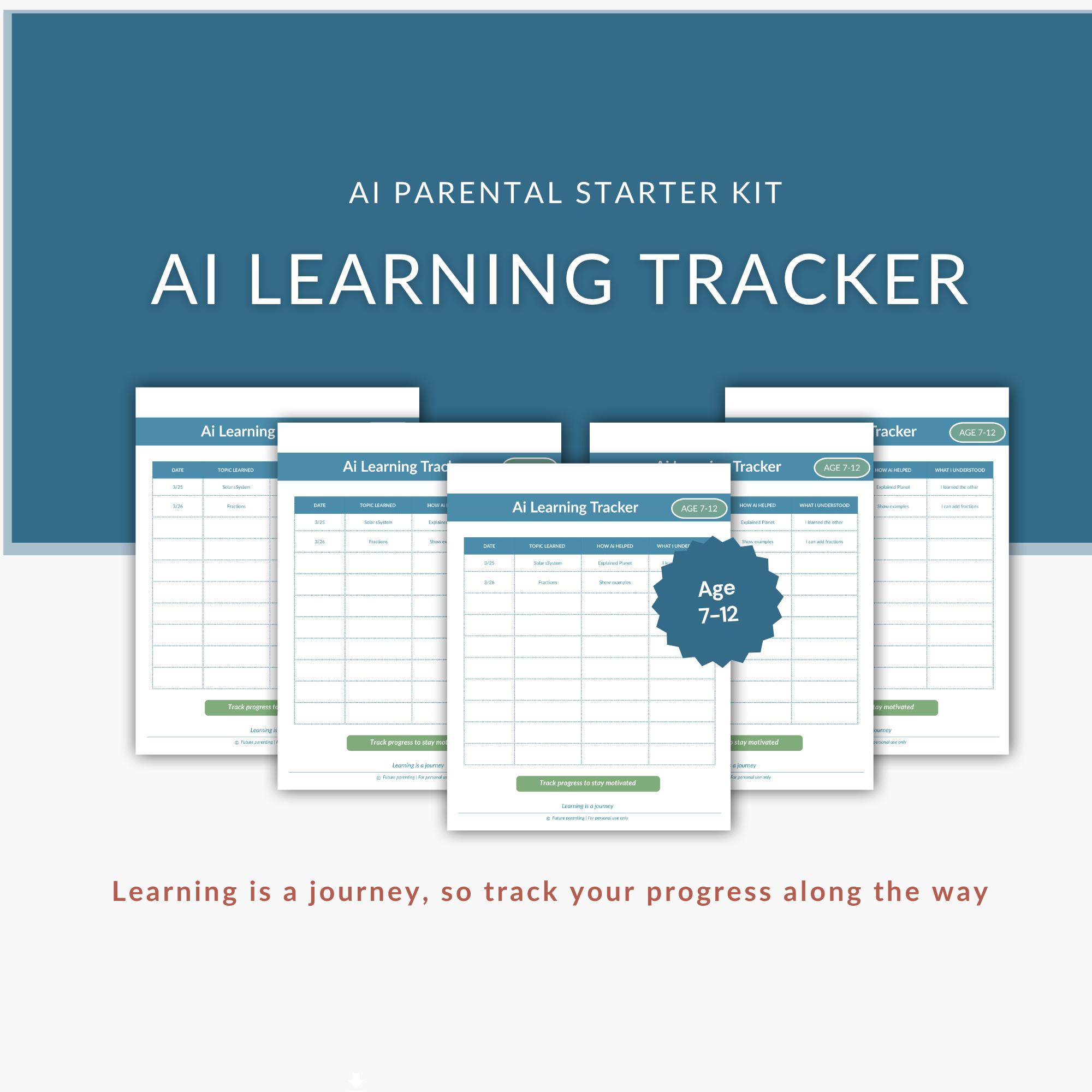 AI Learning Tracker | Printable Log | Track Progress | Digital Download ...