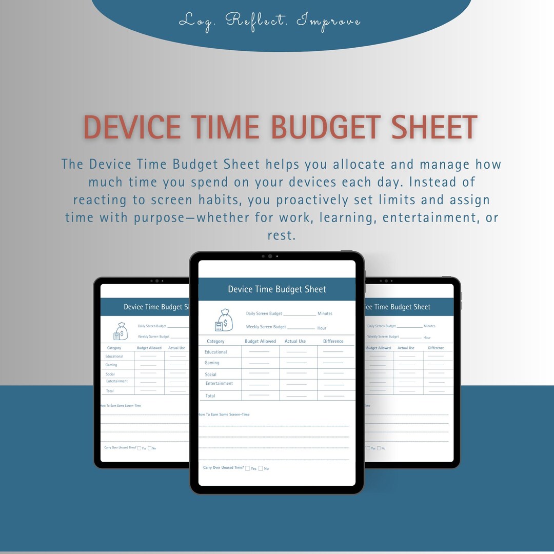 Device Time Budget Sheet | Printable Screen Time Budget | Digital ...