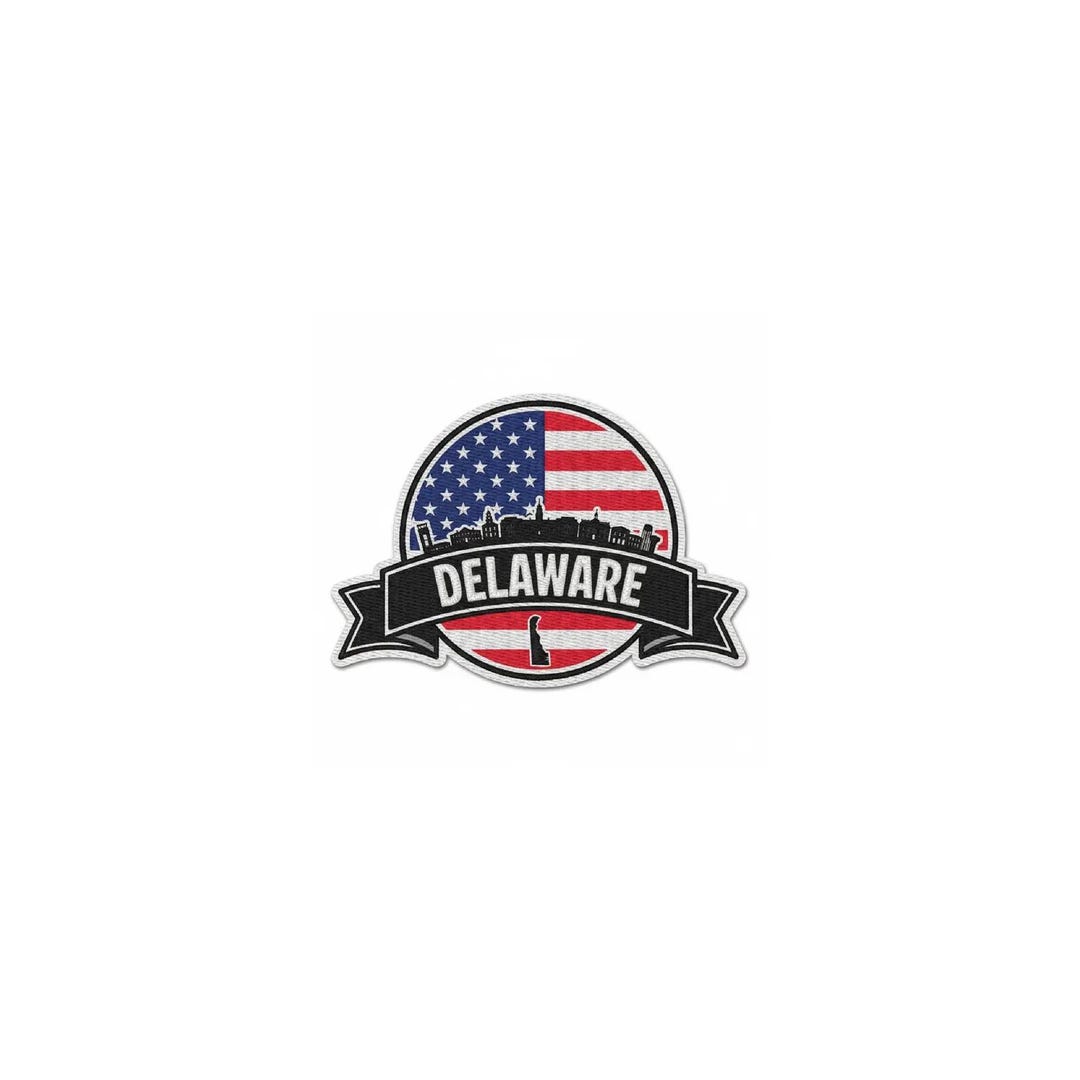 Delaware USA Flag Skyline Embroidered Patch | State Pride Iron and Sew ...