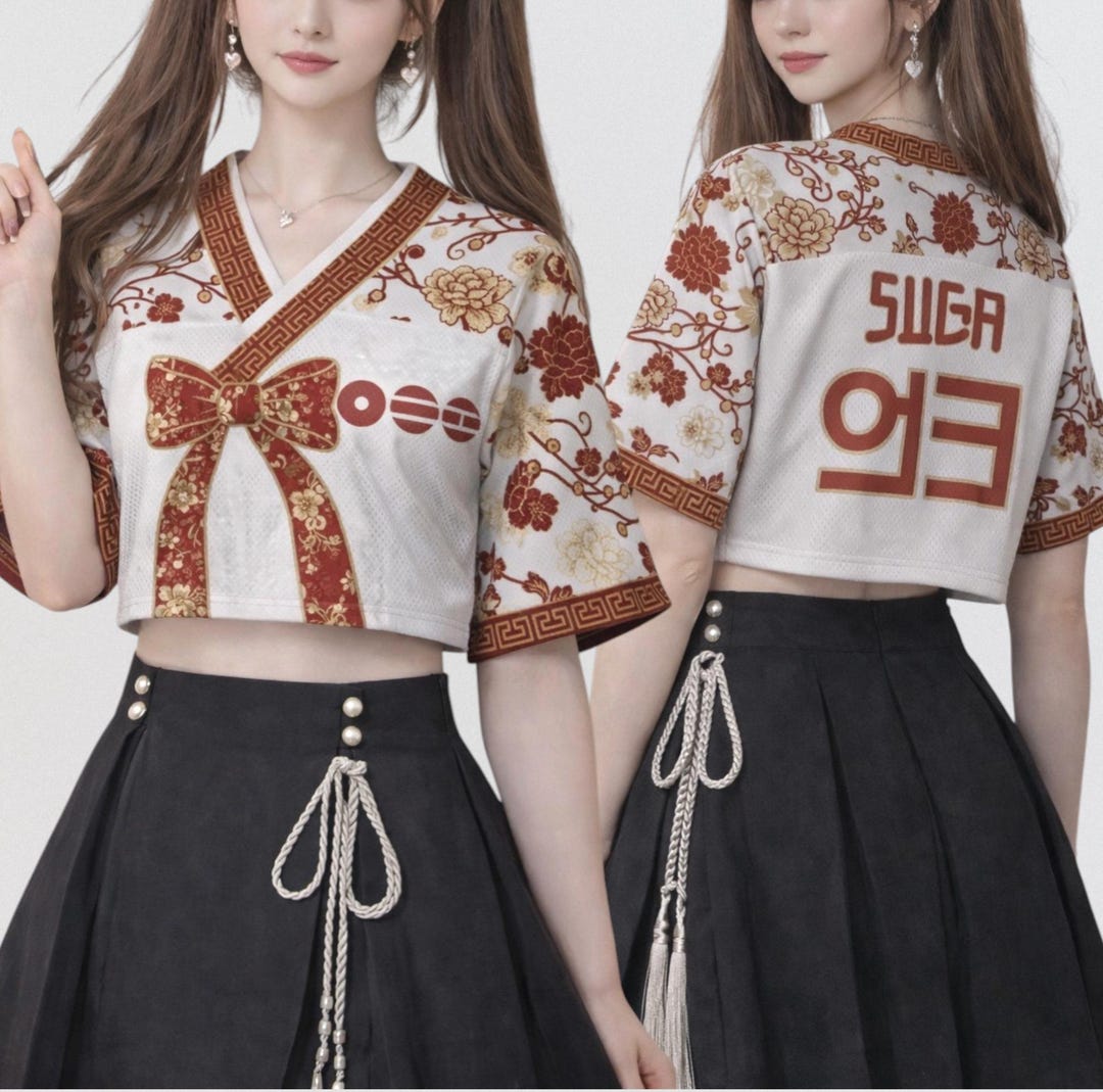 Bangtan BTS Arirang World Tour 2026 Hanbok Style Crop-top V-neck Jersey ...