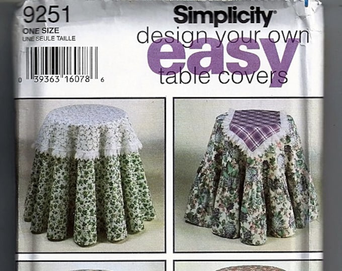 Design Your Own Table Covers / Original Easy Simplicity Uncut Sewing ...