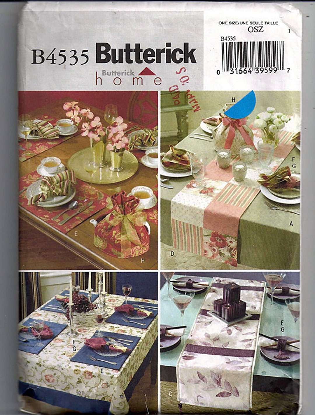 Table Tops / Original Butterick Crafts Uncut Sewing Pattern B4535 - Etsy