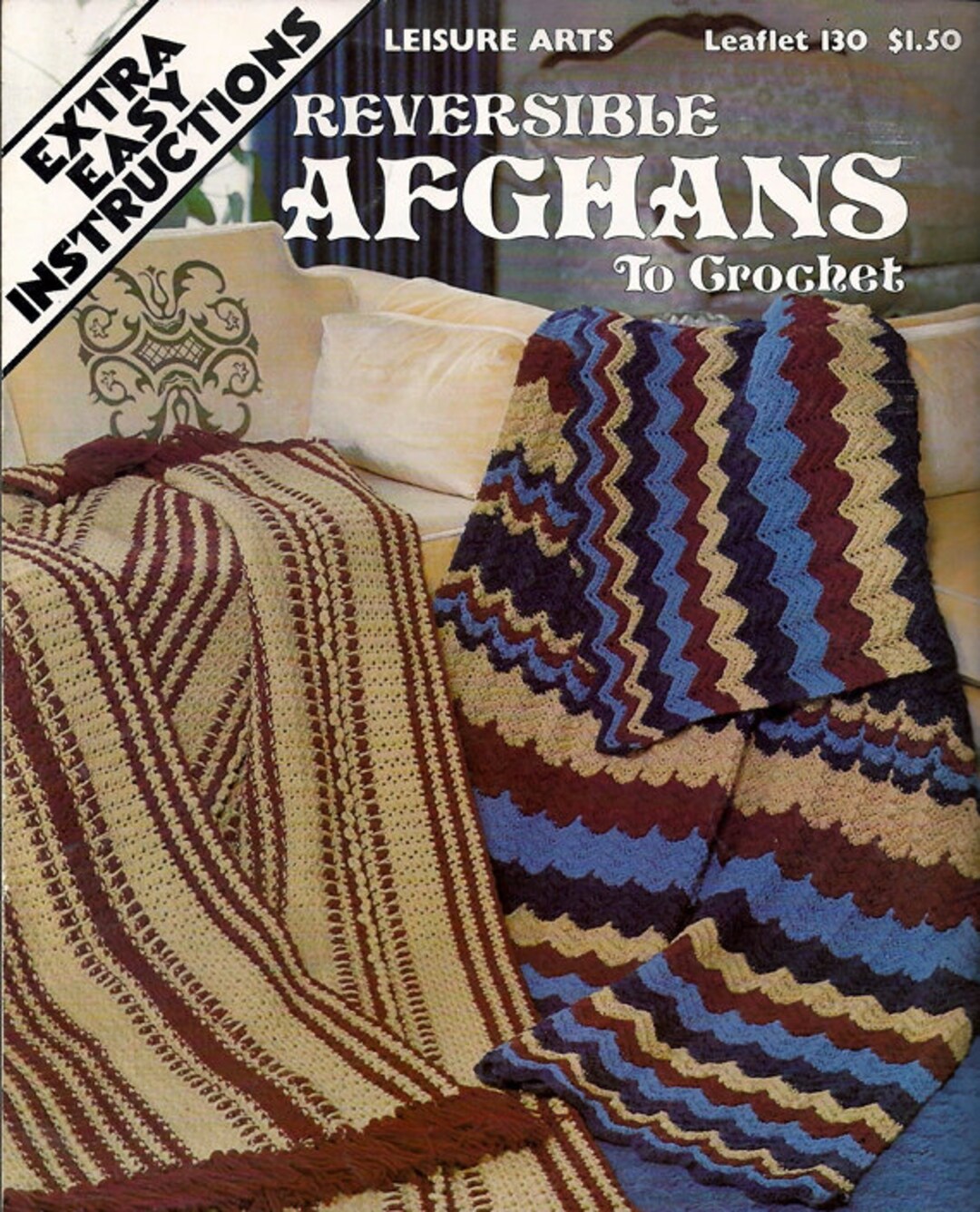 Reversible Afghans to Crochet Pattern Book Leisure Arts Leaflet 130 - Etsy