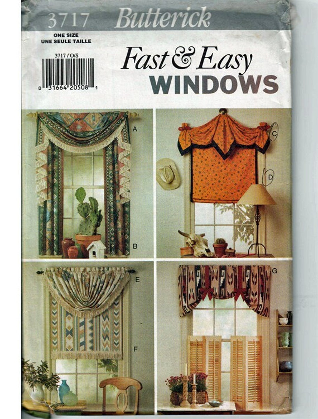 Country Western Windows / Original Butterick Fast and Easy Uncut Sewing ...