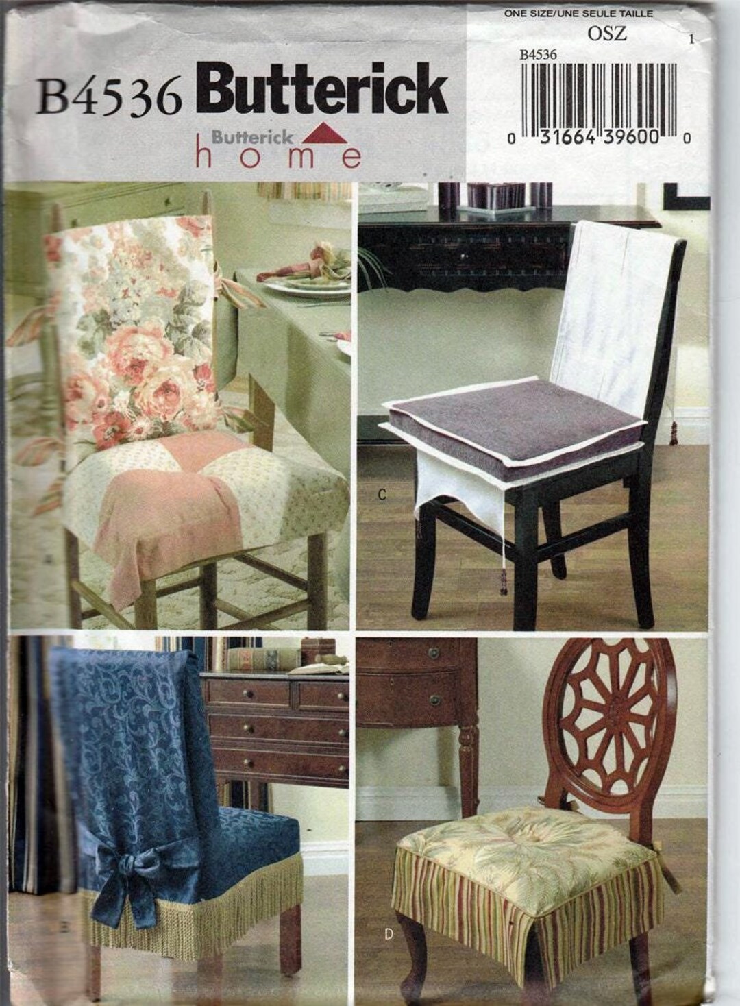 Chair Covers / Original Butterick Home Uncut Sewing Pattern B4536 - Etsy