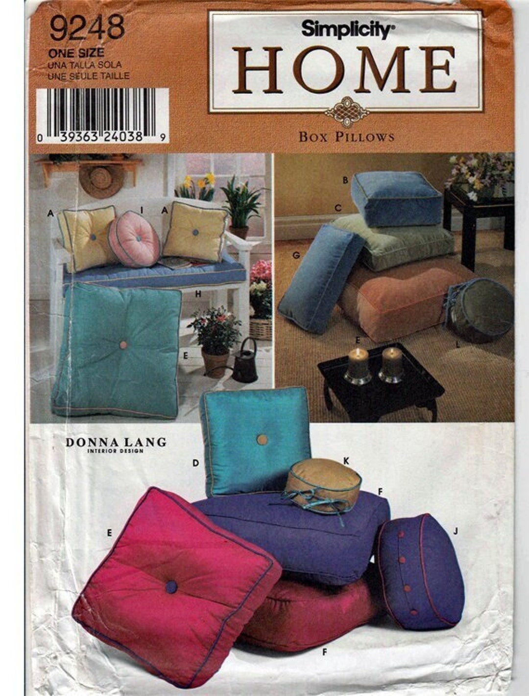 Box Pillows / Original Simplicity Home Decorating Uncut Sewing Pattern ...