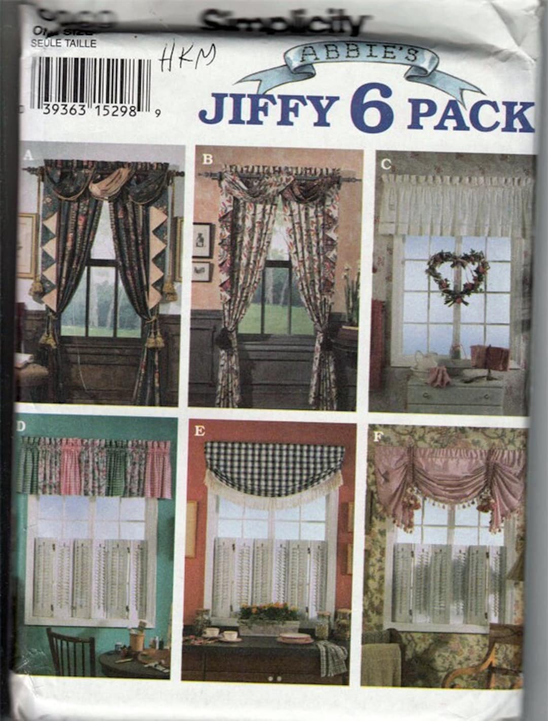 Jiffy 6 Pack Window Treatments / Original Simplicity Home Decorating ...