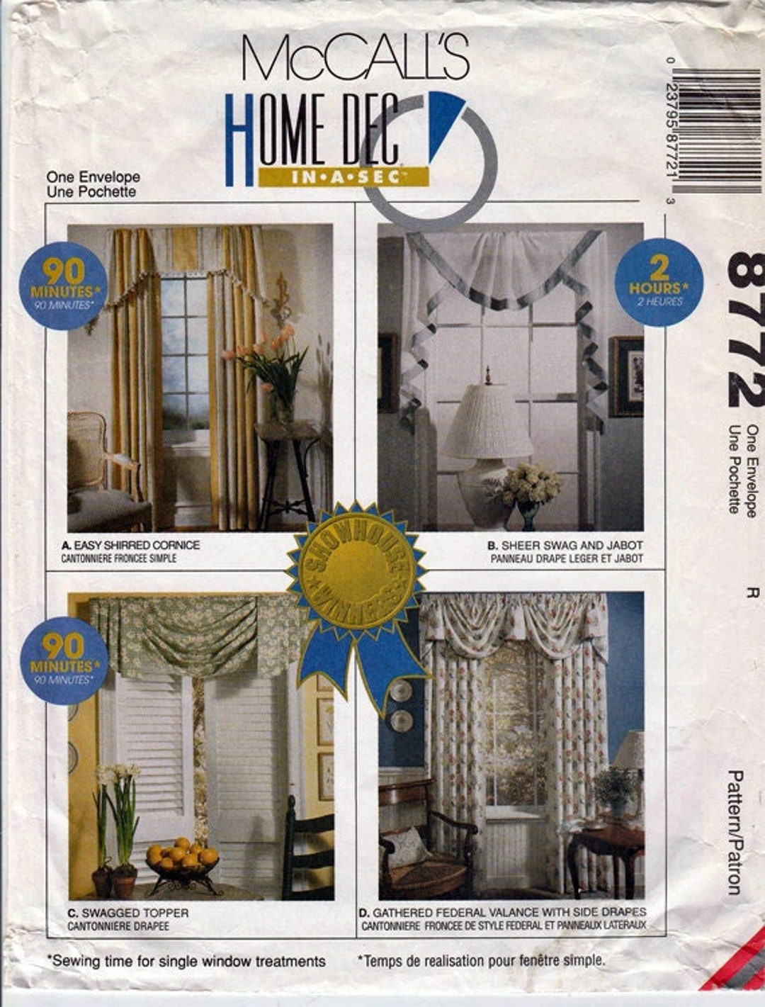 Fast and Easy Window Treatments / Original Mccall's Home Dec in A Sec ...