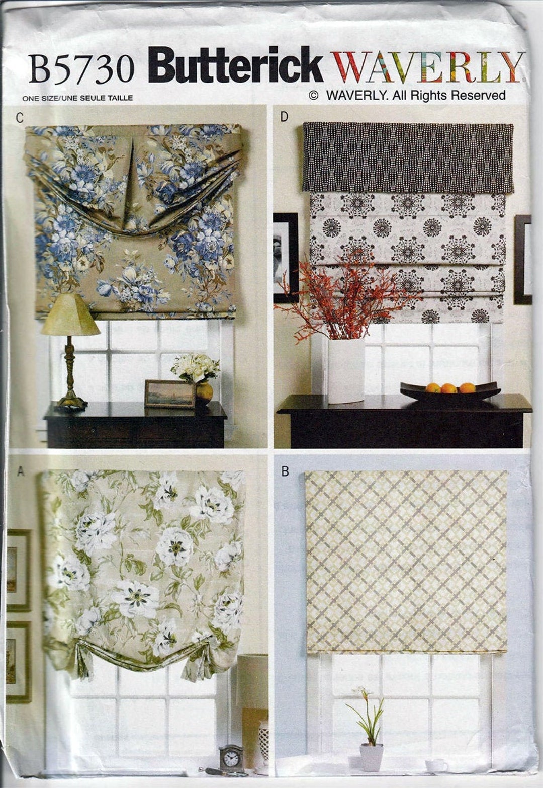 Window Shade and Valance / Original Butterick Waverly Uncut Sewing ...