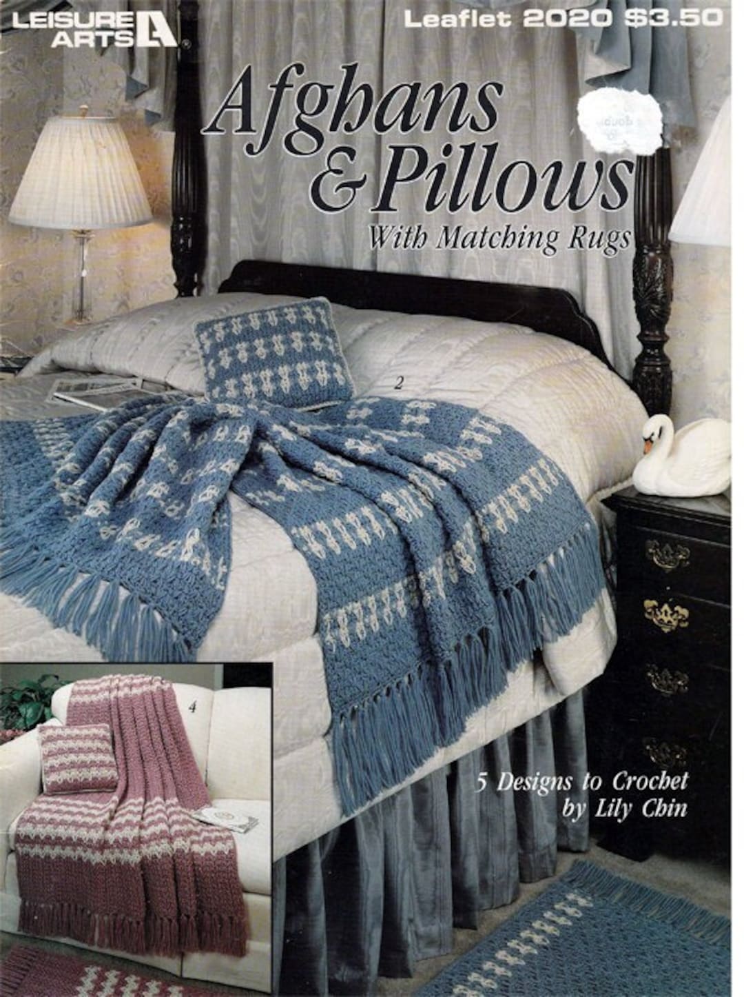 Afghans and Pillow With Matching Rugs Crochet Pattern Book Leisure Arts ...
