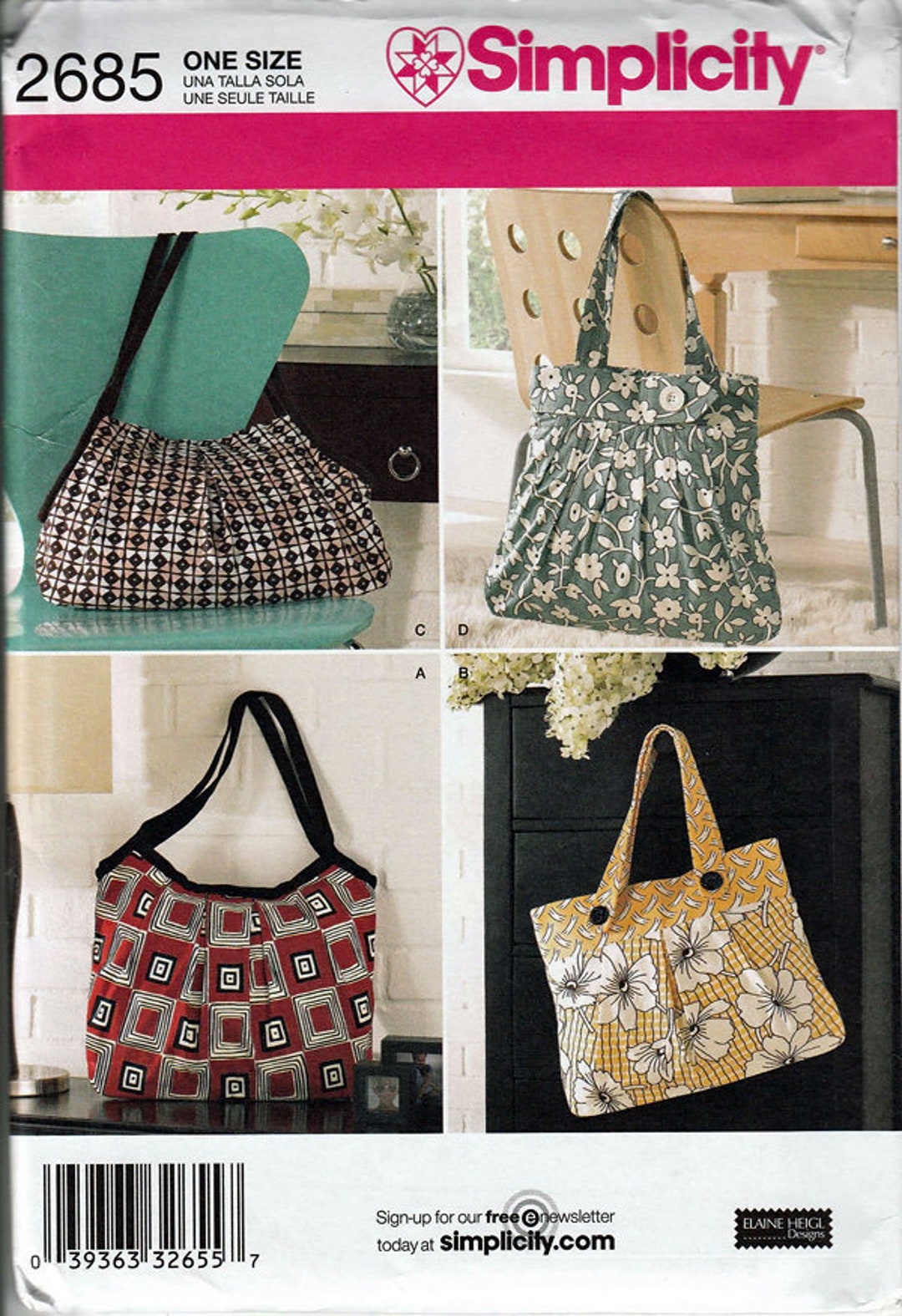 Bags in Four Styles / Original Simplicity Uncut Sewing Pattern 2685 - Etsy