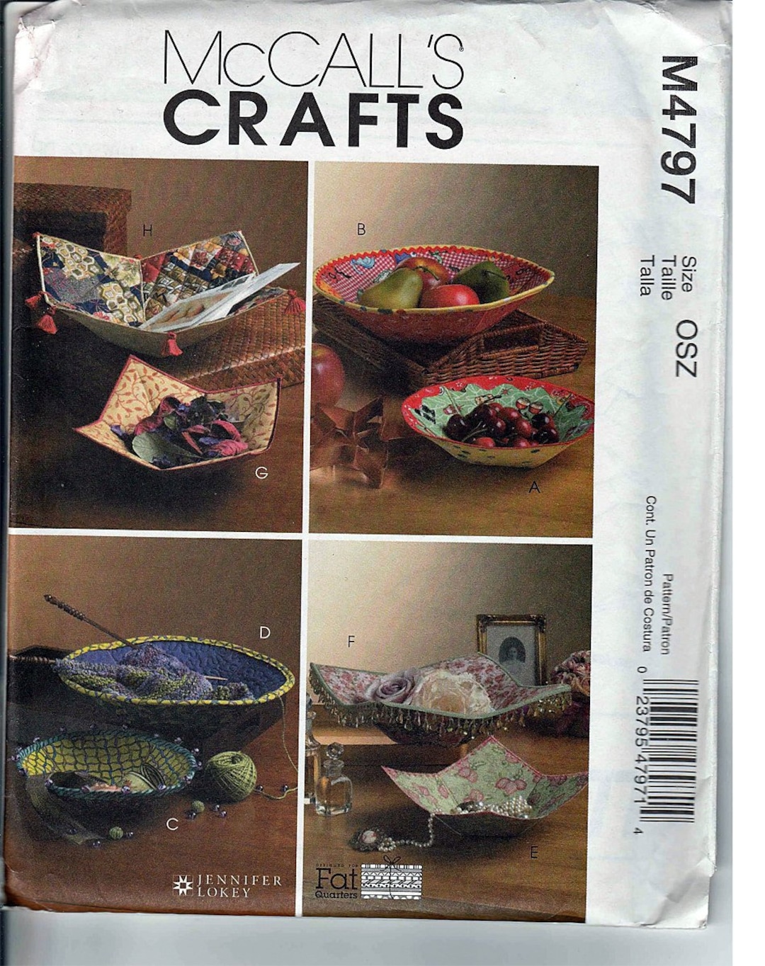Fabric Bowls / Original Mccall's Crafts Uncut Sewing Pattern M4797 - Etsy