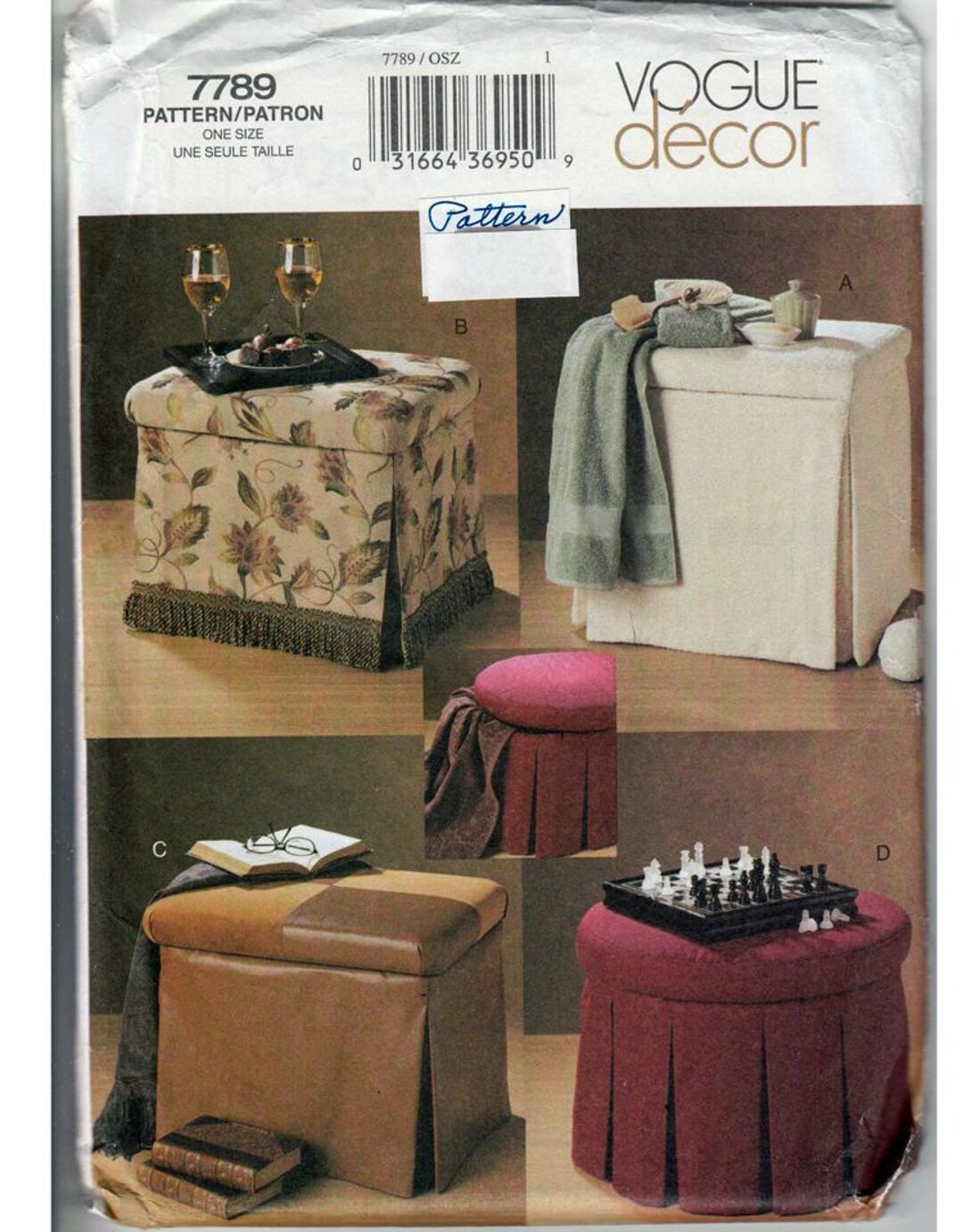Storage Ottomans / Original Vogue Decor Uncut Sewing Pattern 7789 - Etsy