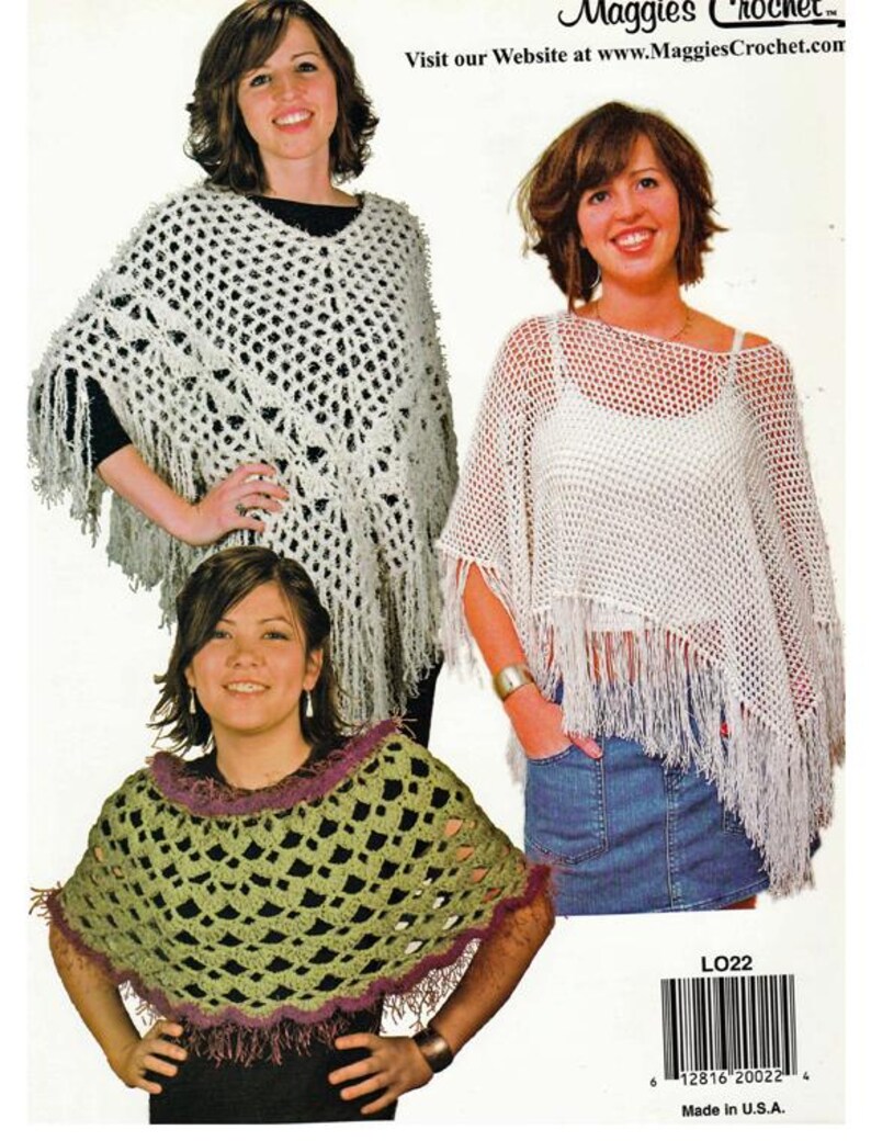 Ponchos Five Designs to Crochet Pattern Book by Maggies Crochet L022 - Etsy