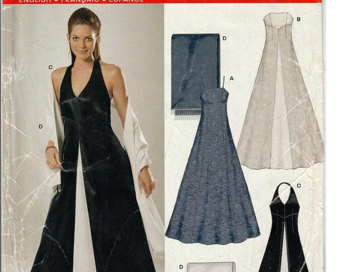 Halter or Spagetti Strap Evening Dress and Shawl Misses Size 6-16 ...