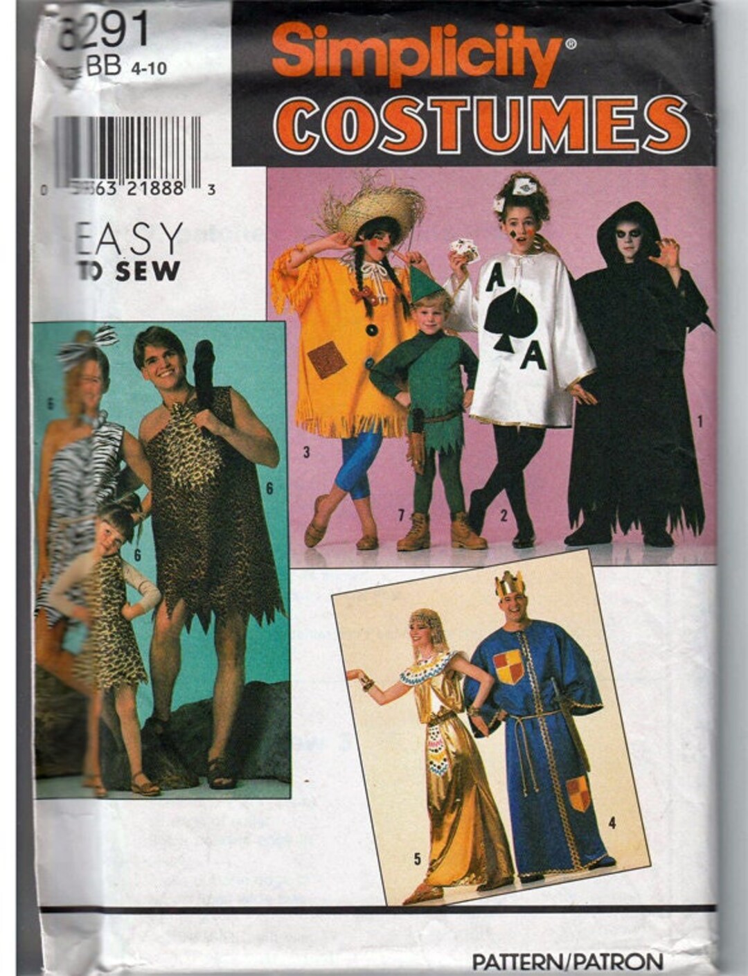 Unisex Costumes Boys and Girls Size 4-10 / Original Simplicity Uncut Sewing Pattern 8291 - Etsy