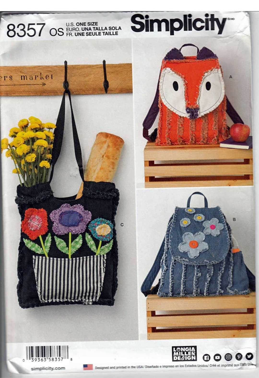 Rag Quilted Backpacks and Tote Bag / Original Simplicity Uncut Sewing ...